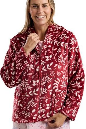 Marlon Lucy Fleece Bed Jacket Peignoir, Cerise fonc&eacute;e, XL Femme