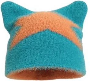Generic Bonnet Femme Hiver Bonnet Femme Chapeau Femme Hiver Confortable Classique - Oreilles De Chat Adulte avec &Eacute;toiles Brod&eacute;es, Tricot Chaud Unisexe, Style 