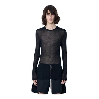 Rick Owens Homme, Pulls, Noir, Taille: L Top en maille transparente &agrave; manches longues