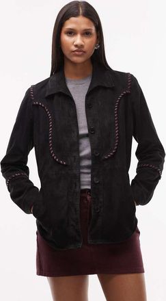 Urban Code Veste bohème en daim à franges - Noir