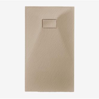 Sklum Soho rechteckige, rutschfeste, extraflache Duschwanne aus SMC-Harz Helles Sandbraun 140 x 80 cm
