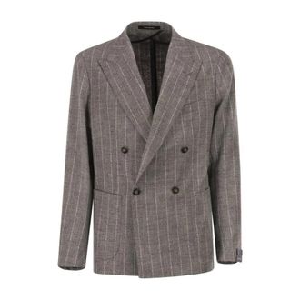 Tagliatore Gestreifter zweireihiger Blazer - - Jackets - Herren - Grau - XL