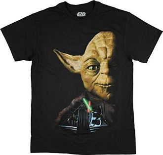Star Wars Générique Unknown Homme Star Wars le Retour du Jedi Dernière Bataille Yoda Noir T-Shirt Adulte Té (Grand)