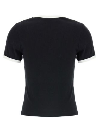 Courr&egrave;ges Logo-Embroidered Contrast T-shirt - Black