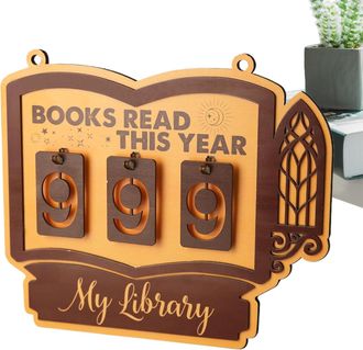 Generic Buchtracker Schild | H&auml;ngbare Dekoration f&uuml;rs B&uuml;cherregal aus Holz - Schild Zur Anzeige Von Gelesenen B&uuml;chern - Arbeitszimmer Homeoffice Bibliothek Le