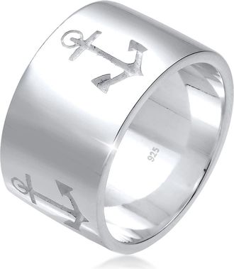 Elli Ring Damen Bandring Anker Motiv Maritim in 925 Sterling Silber