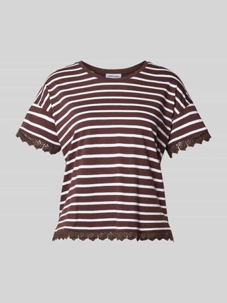 More & More T-Shirt mit Spitzenbesatz und Rundhalsausschnitt