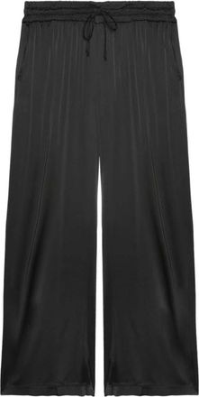 Fiorella Rubino Femme, Pantalons, Noir, Taille: 36 FR Pantalon Large en Satin Stretch