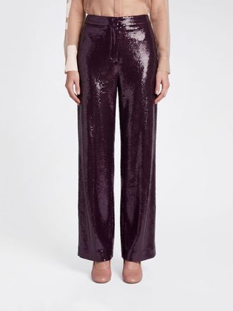 Alberta Ferretti Pantalon palazzo &agrave; taille haute avec d&eacute;tails en strass