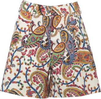 Etro Femme, Shorts, Multicolore, Taille: 38 FR Paisley Print Pleated Shorts