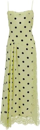 Sportmax Femme, Robes, Jaune, Taille: 38 FR Longue Robe en Soie &agrave; Pois