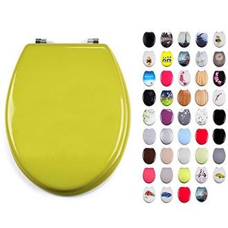 MSV WC Sitz Toilettendeckel MDF Holzkern Gr&uuml;n Scharniere aus Edelstahl - hochwertige und stabile Qualit&auml;t