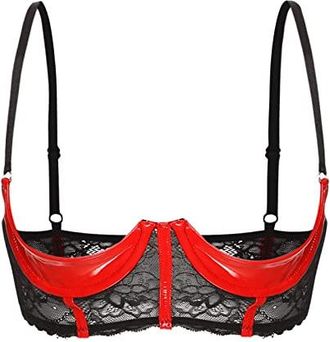 dPois Soutien Gorge Demi Bonnet Bras Sein Nu Femme Sexy Soutien-Gorge Ouvert Erotique Lingerie Tank Tops Brassière Dentelle Bra Push Up Vêtement de Nuit Clu