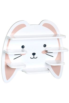 KESPER Regal, Wei&szlig;, Hellrosa, Holzwerkstoff, Hase, 45x42x12 cm, FSC 100%, h&auml;ngend, Toniebox und tonies-Figuren kompatibel, Wohnzimmer, Regale, Wandregale