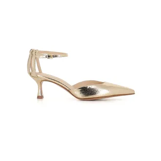 Sergio Levantesi Femme, Chaussures, Jaune, Taille: 39 1/2 EU Talons Dor&eacute;s avec Bride de Cheville en Python