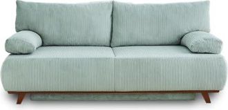 Best Mobilier Canap&eacute; Convertible avec Coffre Cristal en Velours C&ocirc;tel&eacute; - Canap&eacute; Lit - Sofa Bleu 3 Places - Salon