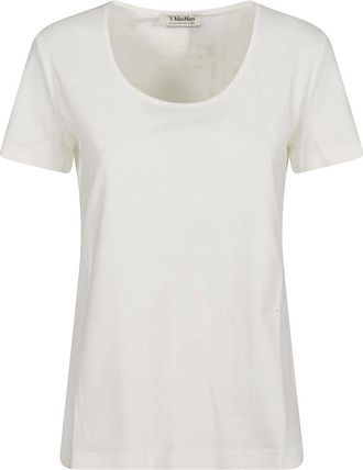Max Mara Femme, Tops, Blanc, Taille: 42 FR Smmdiva T-Shirt &agrave; Col Rond