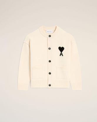 Ami Cardigan Blanc Ami De Coeur En Laine Noir - XXL - Unisex