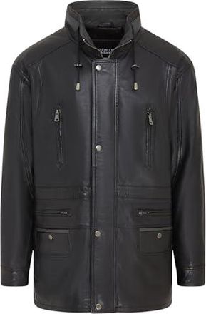 Infinity Leather Parka Classique en Cuir Italien Souple Noir Pour Homme