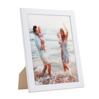 Photolini Bilderrahmen 20x25 cm Weiß MDF-Holz, breite Rahmen, modern, bruchsicheres Acrylglas, zum Aufhängen & Aufstellen, extra Zubehör - für Ihre stilvolle Wa