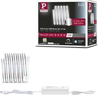 Paulmann 71127 MaxLED 1000 LED Strip Full-Line COB 18W 1280lm/m 528LEDs/m dimmbar 1,5m Silber Kunststoff 6500K LED Band erweiterbar