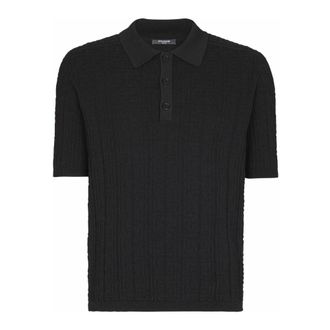 Balmain Polo en maille monogramm&eacute;e - Homme - Pulls - Noir - Taille: 2XL