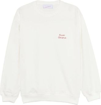 Giada Benincasa Femme, Sweatshirts et sweats &agrave; capuche, Blanc, Taille: 36 FR SweaT-shirt Brod&eacute;