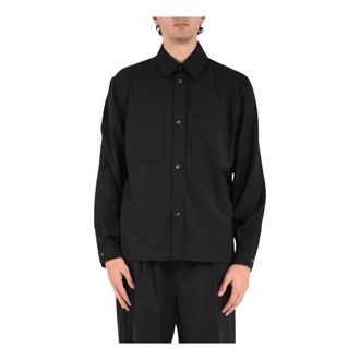 Laneus Reine Woll-Overshirt mit Knopftaschen - - Shirts - Herren - Schwarzk - L