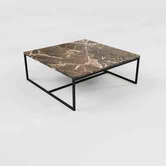 MYCS Table basse en marbre Marron Emperador, design contemporain, bout de canapé luxueux et sophistiqué - 81 x 31 x 81 cm, personnalisable