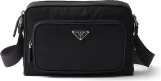 Prada Hobo Bags - Small Re-Nylon And Saffiano Leather Shoulder Bag - Gr. unisize - in Schwarz - f&uuml;r Damen