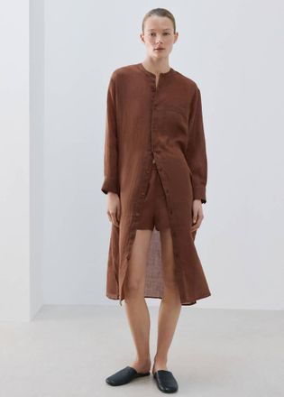 Mango Nachthemd aus Ramie braun - Damen - S - MANGO