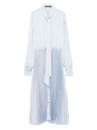 Karl Lagerfeld robe en satin &agrave; coupe mi-longue - Bleu