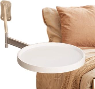 Generico Wandmontierter Klapptisch | Couchtisch | 180&deg; drehbar | mit ausziehbarem Tablett und Nachttisch aus Aluminium aus Holz 28 x 28 cm f&uuml;r Sofa Bett Wohnzi
