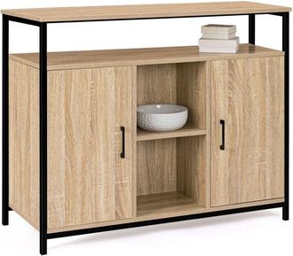 IDMarket Buffet 2 portes 100 cm DETROIT avec étagères design industriel