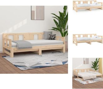 vidaXL Tagesbett Ausziehbar Massivholz Kiefer 2x(90x200) cm - Tagesbett - Holzbett - Kiefernholzbett - G&auml;stebett - Platzsparendes M&ouml;bel