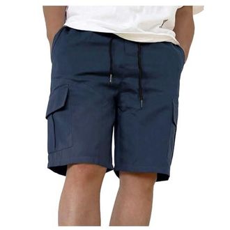 Generic Pantalon cargo pour homme - Couleur unie - Avec poche - Short de sport d&eacute;t&eacute;, bleu marine, XXL