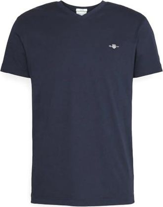 GANT Neck Shirt À Col en V Slim Shield, Evening Blue, M Homme