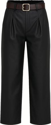 Mississhop 403 Damen Hose aus Kunstleder mit G&uuml;rtel Schwarz