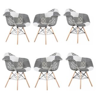 Life Interiors Set aus 1/2/4/6 Chrono Patchwork Eiffel Esszimmerstuhl - 6er-Set - Mehrfarbig - Multi
