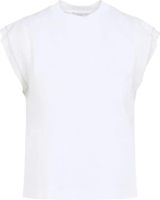 PESERICO Femme, Tops, Blanc, Taille: 42 FR T-Shirt &agrave; Manches Courtes et Col Rond avec D&eacute;tails Superpos&eacute;s