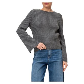 Twinset Pull Col Rond avec Applications Strass - Femme - Pulls - Gris - Taille: 38 FR