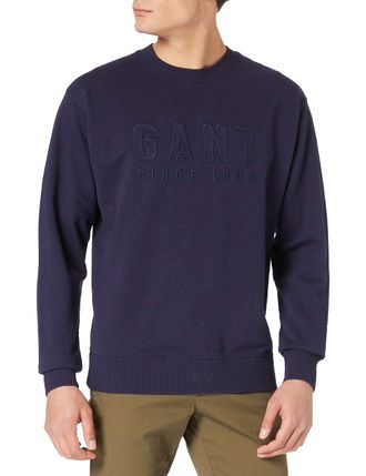 GANT Herren D2. Tonal Logo Sweat C-Neck Sweatshirt, Classic Blue, L