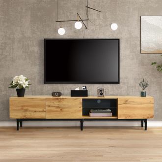 Generic TV-St&auml;nder mit Variable LED-Leuchten TV-Schrank 175x31x41 cm mit 3 T&uuml;ren Offenen Regalen Lowboard f&uuml;r Wohnzimmer Schlafzimmer Unterschrank TV M&ouml;bel Ti