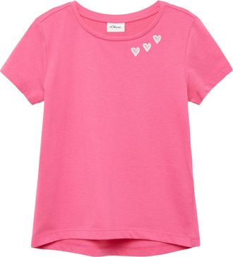 s.Oliver T-Shirt im Loose Fit mit Front- und R&uuml;ckenprint rosa 128/134