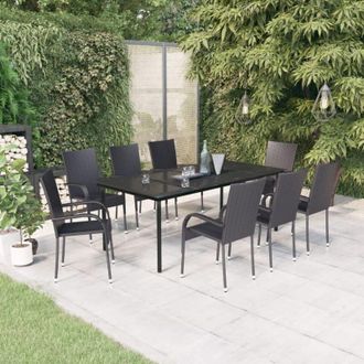 vidaXL 9-tlg. Garten-Essgruppe Schwarz - Vidaxl