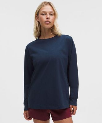 lululemon Haut manches longues All Yours en coton biologique pour Femmes - Bleu - Taille XS