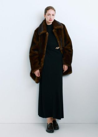 Mango Strickkleid mit Stehkragen und Brosche schwarz - Damen - XS - MANGO