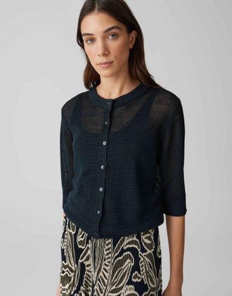 OPUS Strickjacke DATINA Slim softer Feinstrick-Klassiker
