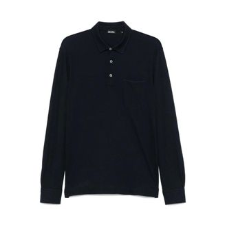 Ermenegildo Zegna Homme, Tops, Bleu, Taille: XL Pull Polo Bleu Nuit avec Poche Poitrine