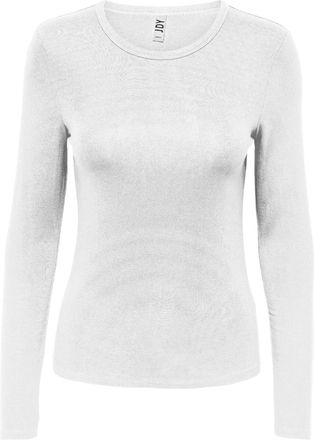 Jacqueline de Yong JdY Damen Langarmshirt Slim Fit Rundhals Elegantes Basic Oberteil, Farben:Weiß-3, Größe:XL